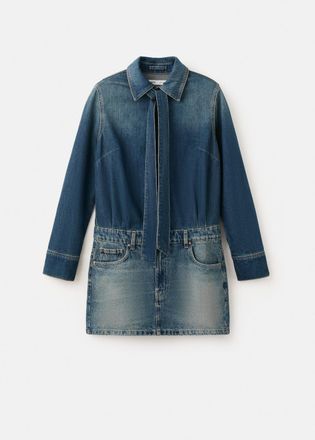 Mango Robe jean combin&eacute;e bleu moyen - Femme - XS - MANGO