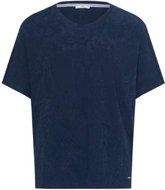 Brax Brax Damen Style Charlene Jaquard Flower Rundhals Kurzarm,Indigo,42