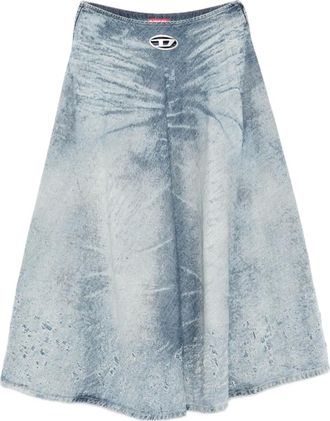 Diesel jupe mi-longue en jean à effet délavé - Bleu