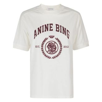 Anine Bing Jaylin Tee Collegiate - - Tops - Damen - Wei&szlig; - XS