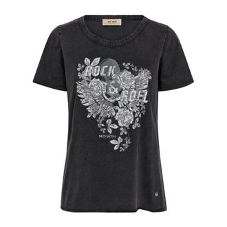 Mos Mosh MOS Mosh, Femme, Tops, Noir, Taille: 38 FR Tee Graphique avec Manches Courtes