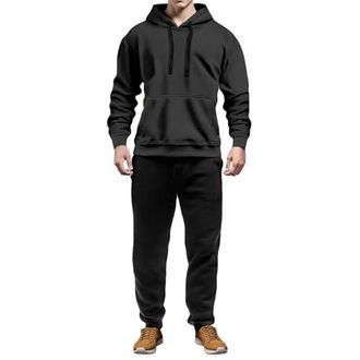 Generic Survêtements solides pour hommes ensemble 2 pièces sweat à capuche et jogging ensemble décontracté sport extérieur survêtement survêtement automne hiv