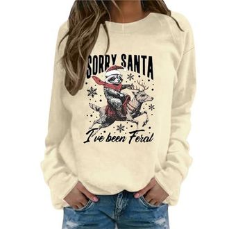 Generic Pull Moche De Noel Femme Sweat Femme Manches Longues Col Rond sans Capuche Design Mignon DéContracté Confortable Quotidien Imprimé Tendance Mode