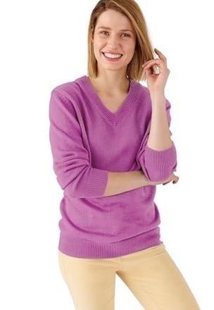 Damart Pull Col v Maille Jersey, Femme, Mauve, 38/40