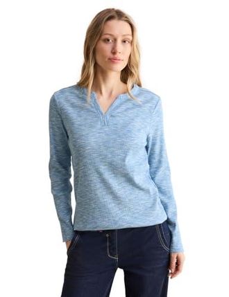 Cecil B322609 T-Shirt avec Structure c&ocirc;tel&eacute;e, Bleu Clair m&eacute;lang&eacute;, XL Femmes