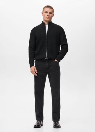 Mango Rippstrick-Cardigan mit Reißverschluss schwarz - Herren - XXL - MANGO MAN