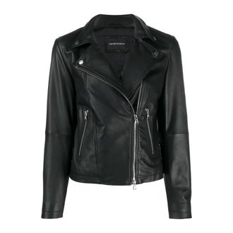 Emporio Armani Femme, Vestes, Noir, Taille: 42 FR Blouson de motard en cuir