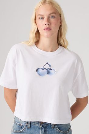 Levi's Graphic Cropped Anyday Tee - Femme - Blanc / Chrome Cherry Bright White - XS