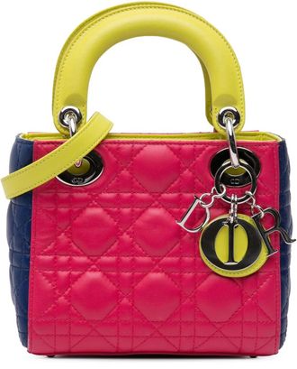 Dior Hobo Bags - Mini Tricolor Lambskin Cannage Lady Dior - Gr. unisize - in Gold - f&uuml;r Damen