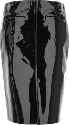 Ferragamo Lamb Leather Pencil Skirt - Black