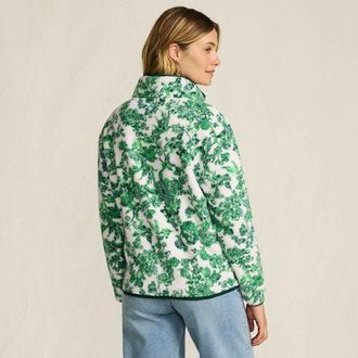 Lands End Teddy-Pullover mit Reißverschluss Gemustert, Damen, Größe:36-38 regular, Grün, Polyester, by Lands End