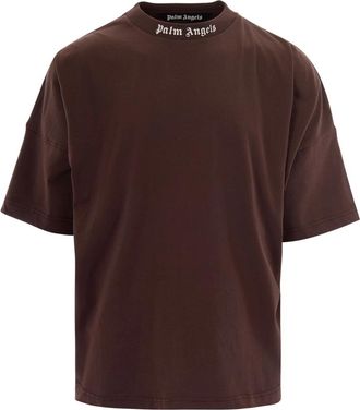 Palm Angels Homme, Tops, Brun, Taille: L Classic Logo Over Tee