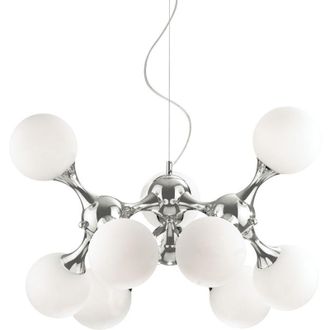 Ideal Lux Ideal Lux - Nodi Bianco - Petit luminaire suspendu &agrave; 9 ampoules Molecular, chrome, E14