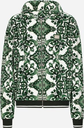 Dolce & Gabbana Kapuzensweatshirt Mit Rei&szlig;verschluss Majolika-print - Mann Sweatshirts Mehrfarbig Xl