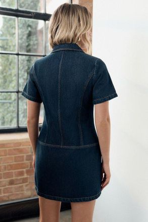 Next Jeanskleid Denim-Polokleid in Minil&auml;nge mit Rei&szlig;verschluss (1-tlg)