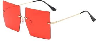 Generic Lunettes De Soleil Carr&eacute;es &Agrave; Grande Monture For Hommes, Style Vacances, For Femmes, Id&eacute;ales For Les Photos Et Les Soir&eacute;es.(Red)