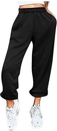 Generic Legging de sport d&eacute;contract&eacute; pour femme, taille haute, couleur unie, grande taille, Noir, L