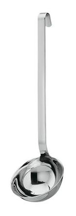 Rösle Haken Schöpflöffel, Hochwertige Schöpfkelle mit Hakengriff, Edelstahl 18/10, 9 cm, spülmaschinengeeignet, Silberfarben
