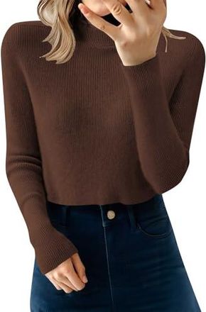 Generic Pull pour femme - Col mi-haut - Couleur unie - R&eacute;tro - Coupe ajust&eacute;e - Couche de base - Chaud et confortable - Pour lautomne et lhiver - Pour le quoti