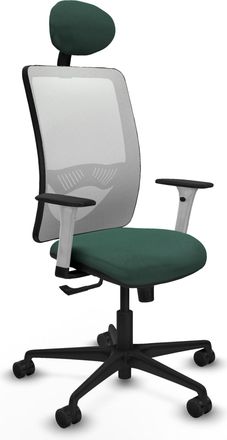 Piqueras y Crespo B&uuml;rostuhl, Gr&uuml;n Zulema mit wei&szlig;en und schwarzen Armlehnen, h&ouml;henverstellbarer Lendenwirbelst&uuml;tze und festem Kopfteil, ausgestattet mit 3 Positionen, W