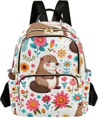 Mnsruu Mini sac à dos pour femme Motif fleurs de Gophers Printemps Petit sac à dos décontracté Sac à dos, Multi321, S