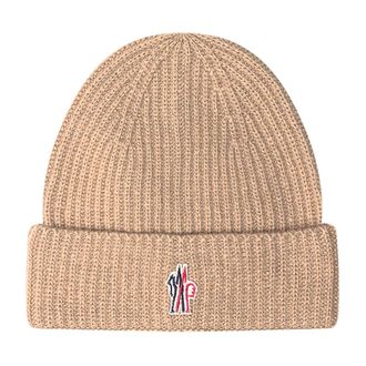 Moncler unisex, Accessoires, Brun, Taille: L Wool Knit Beanie