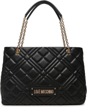 Love Moschino Femme, Sacs, Noir, Taille: ONE Size Sac &agrave; main avec Logo Visible et Doubles Anses