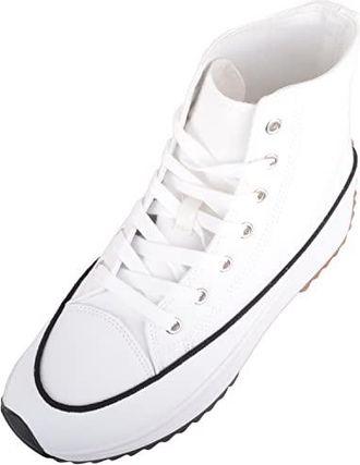 Absolute Footwear Baskets montantes en toile à semelle épaisse pour femme, blanc, 38 EU