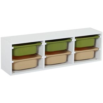 Sweeek Meuble de rangement pour enfant. 6 bacs en plastique vert olive taupe - Sora
