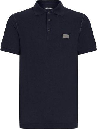Dolce & Gabbana Homme, Tops, Bleu, Taille: 2XL Polo &agrave; Plaque Logo