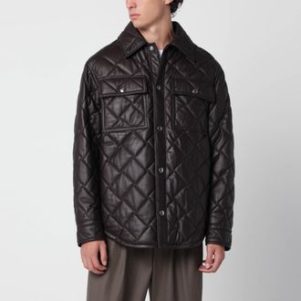 Bottega Veneta Braune Hemdjacke aus gestepptem Leder