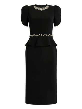Jenny Packham robe mi-longue &agrave; fleurs strass&eacute;es Jules - Noir