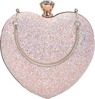 Supvox Paquet &agrave; Paillettes de Coeur Rose Paquet Bandouli&egrave;re Compact Cha&icirc;ne Pochette de Soir&eacute;e &Eacute;l&eacute;gante pour Mariage et F&ecirc;te