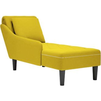 vidaXL Chaiselongue mit Kissen und Rechter Armlehne Gelb Samt Vidaxl