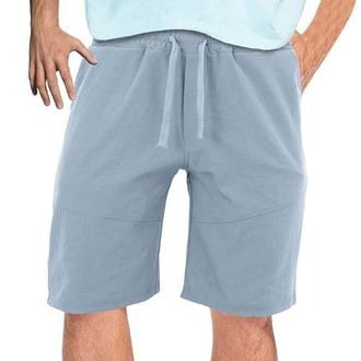 Generic Short longueur genou pour homme, short avec poches, cordon de serrage, taille &eacute;lastique, respirant, l&eacute;ger, respirant, sport, gym, entra&icirc;nement, couleu