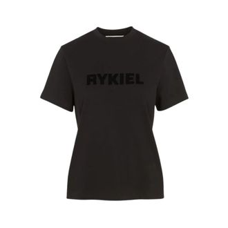 Sonia Rykiel T-Shirt mit beflocktem Logo - - Tops - Damen - Schwarzk - L