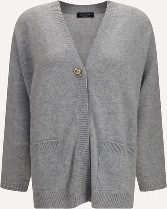 Fabiana Filippi Cashmere Cardigan with V-neck and knot button Female 42