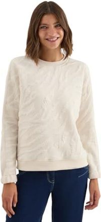 Cecil 3017054 Sweat-Shirt à Motif structuré, Beige Clair, M Femme