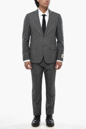 Corneliani CC COLLECTION Zweiknopf-Anzug aus reiner Schurwolle im dezenten Karomuster mit Pattentaschen Corneliani