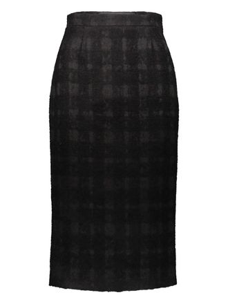 Rochas jupe crayon mi-longue &agrave; carreaux - Noir