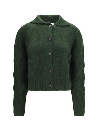 Allude Cashmere and Silk Cable Knit Sweater - Green