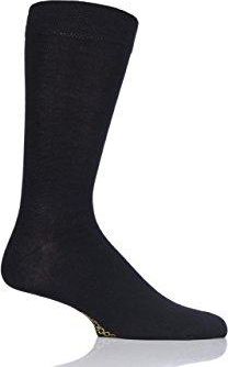 SockShop Hommes Colour Burst Plaine Bambou Chaussettes avec Coutures lisses aux orteils Paquet de 1 De retour en noir 40-46