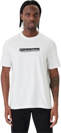 Calvin Klein Homme, Tops, Blanc, Taille: XL T-shirt imprim&eacute; &agrave; manches courtes en coton avec col rond