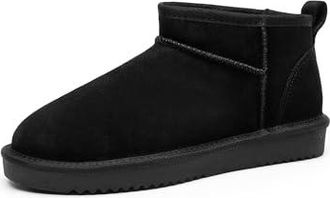 Dream Pairs Bottes de Neige pour Femmes Confortable Bottes Hiver Antidérapante et Durable Mini-Botte FuzzyClassic,Size 38.5,Noir,SDSB2405W