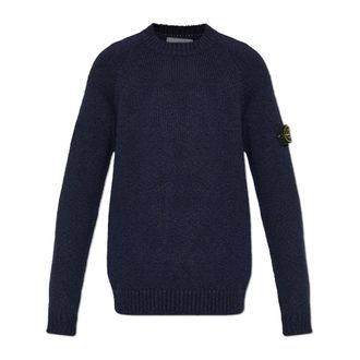 Stone Island Homme, Pulls, Bleu, Taille: 2XL Pull Ras du Cou en Laine Moulinée Fantaisie