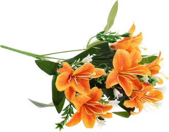 SOLUSTRE Künstliche Lilie Köpfe Orange Realistisch aus Kunststoff Langlebig Dekorativ für Wohnraum Hochzeit Party Tischdeko Künstliche Blumenstrauß Wie Echt