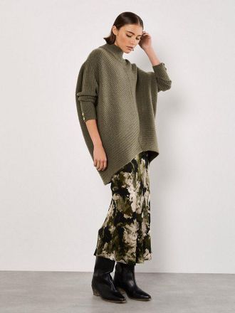 Apricot Strickpullover Oversized-Pullover mit Stehkragen