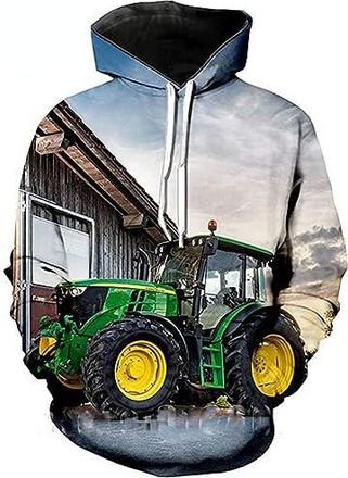 Keephen Hommes Sweat à Capuche imprimé en 3D Motif Tracteur Fashion Hommes Sweat-Shirt à Capuche, Sweat-Shirts Fantaisie avec Timon Poches