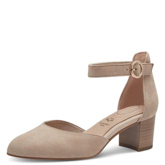 Tamaris Comfort Damen Pumps mit Riemen aus Leder Elegant, Beige (Beige), 42 EU