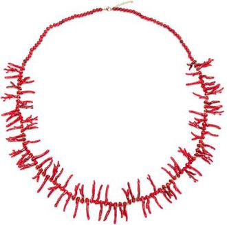 Au Printemps Paris Collier long &agrave; d&eacute;tails coraux